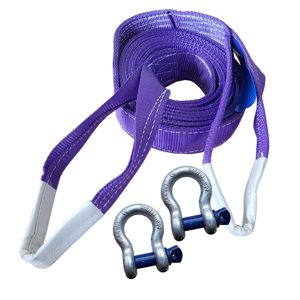 4 x 4 RECOVERY WINCH 7T x 10 Metre TOWING TREE STROP - TOW STRAP 2 x ...