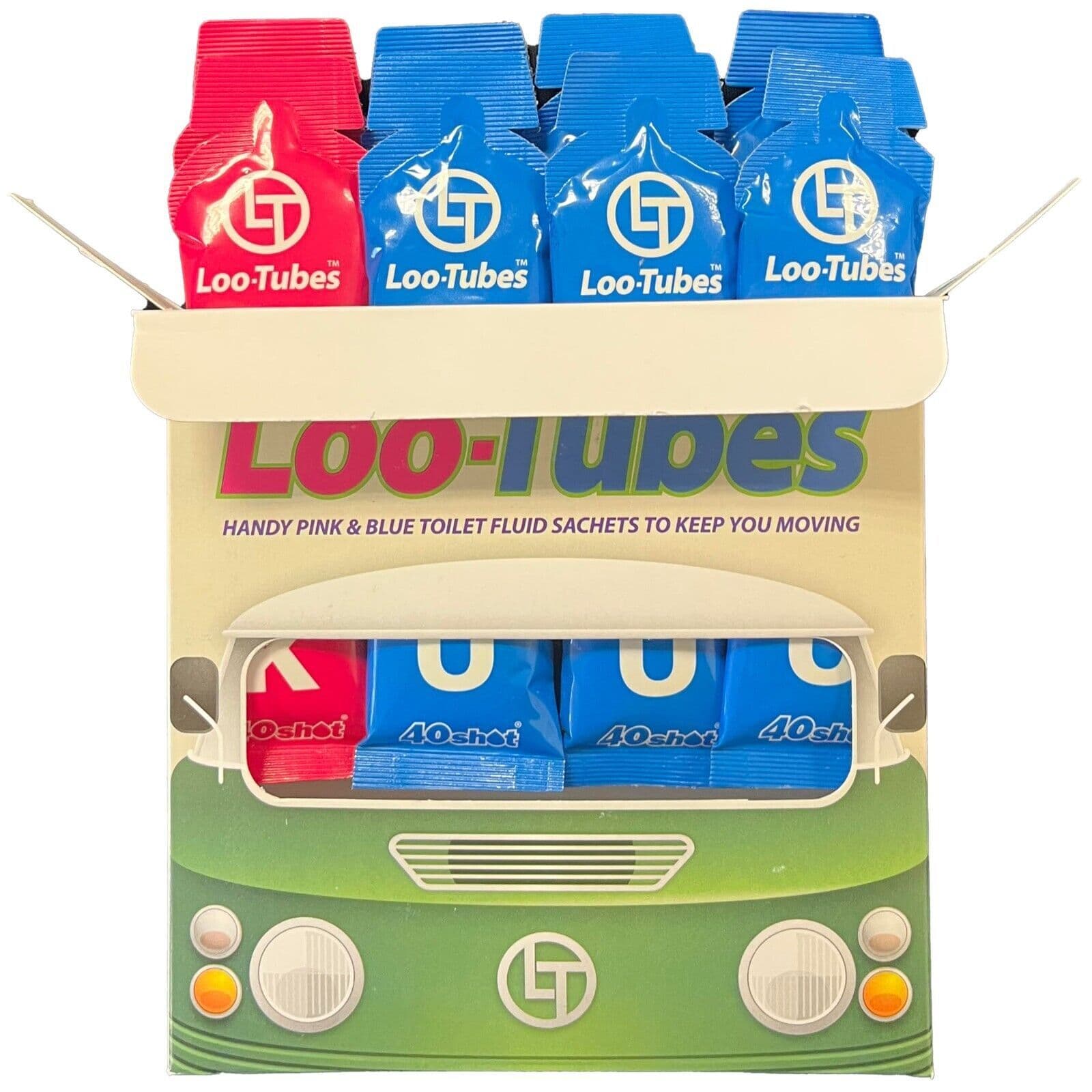40 Shot Loo Tubes Toilet Sachets Blue Pink caravan motorhome camping boat