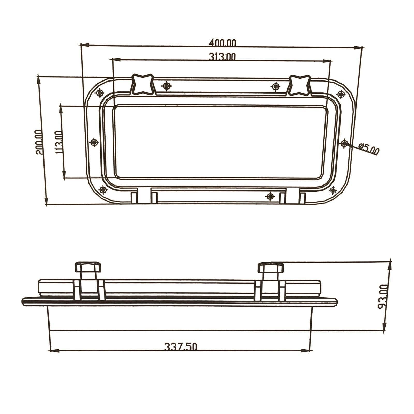 400mm x 200mm Marine Boat White Rectangular Porthole Window Hatch ...