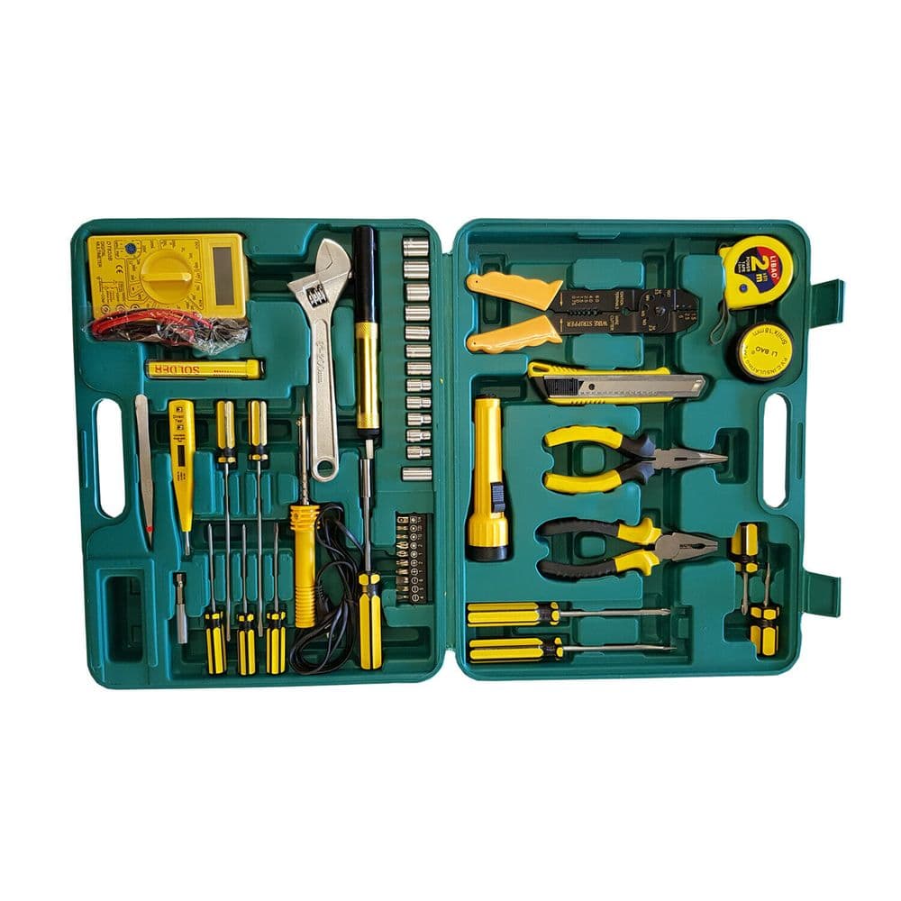 48 pcs TOOL SET KIT hammer s/driver tape spanner pliers tape multimeter ...