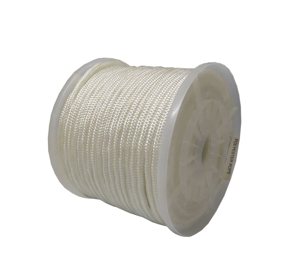 4mm x 100 metres WHITE SOLID BRAIDED STARTER ROPE marine boat yacht ...