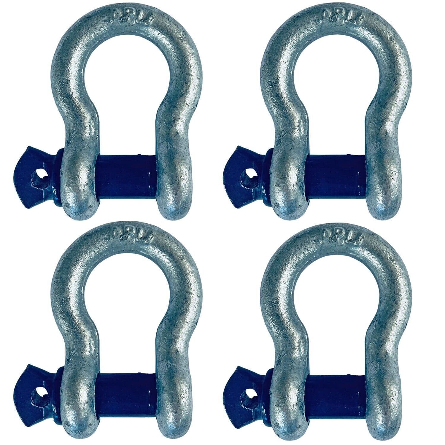 4x Lifting Shackle WLL 2 Ton Galvanised Screw Pin Bow Shackle Tested