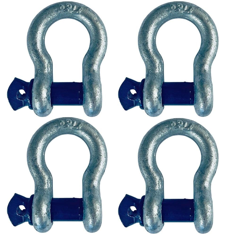 4x Lifting Shackle WLL 6 5 Ton Galvanised Screw Pin Bow Shackle Tested