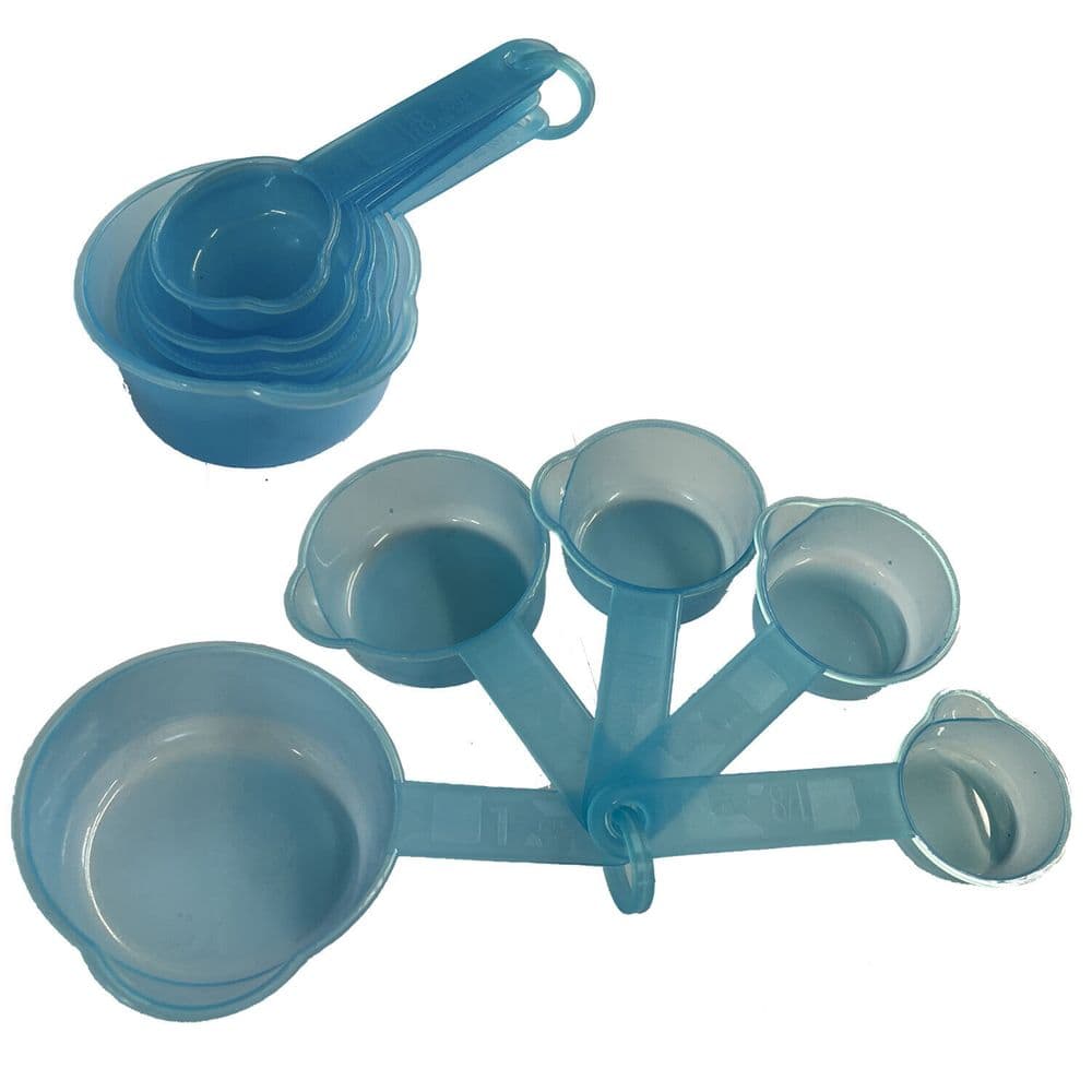 5 pcs BLUE MEASURING CUPS baking mix measures kitchen cooking