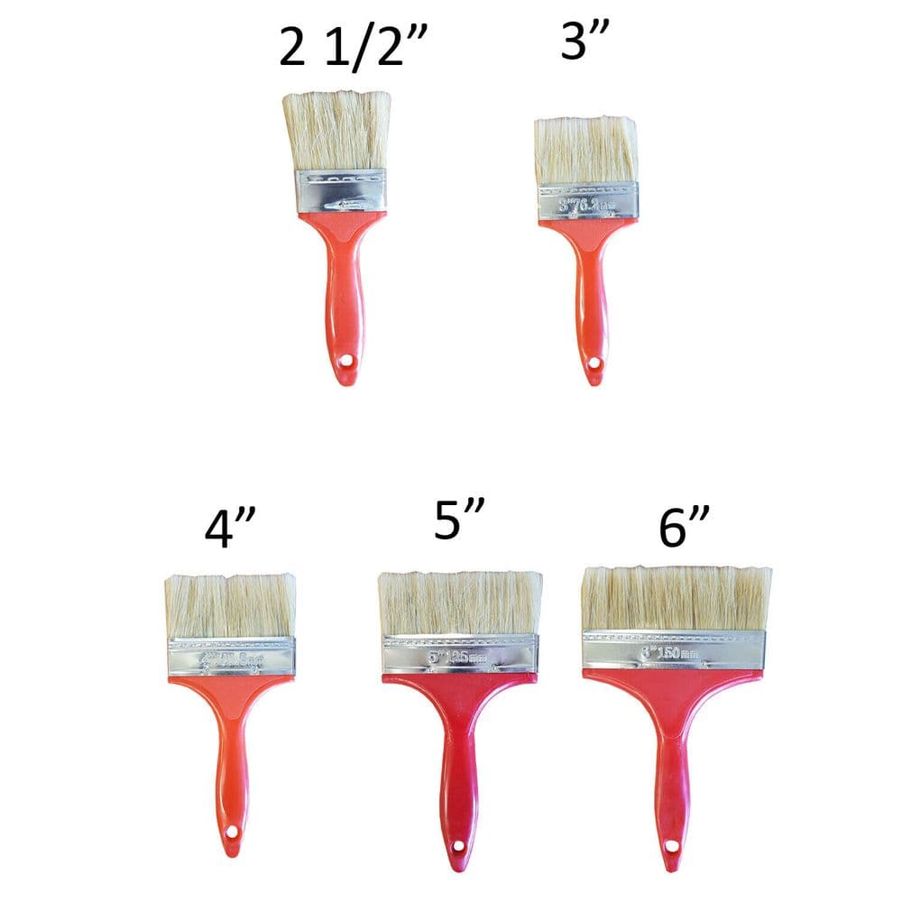 5 pcs PAINT BRUSH SET 2 1/2" 3" 4" 5" 6" decorating diy painting brushes