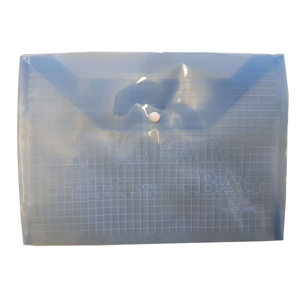 5 x A4 BLUE PLASTIC DOCUMENT WALLET FILE with STUD office school folders