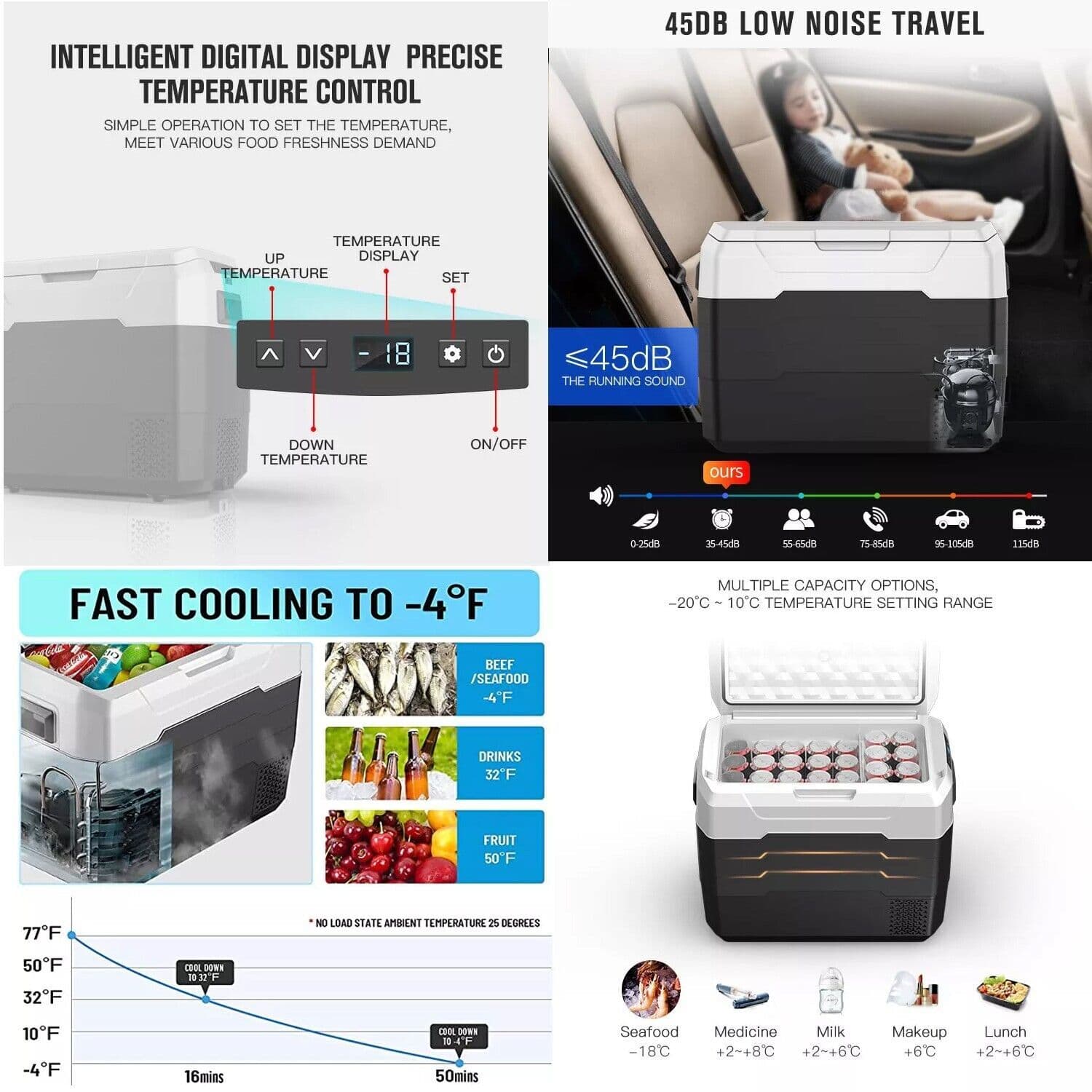 50 Litre 12v 24v Mains Deluxe Compressor fridge freezer caravan totalfreeze