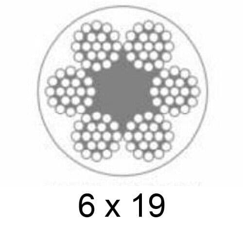 50 metres 6mm GALVANISED 6 x 19 WIRE ROPE WHITE PVC COATED to 8mm gym ...