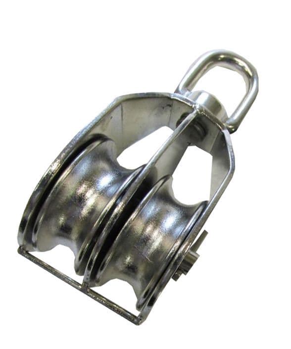 50mm STAINLESS STEEL MARINE DOUBLE SHEAVE BLOCK with SWIVEL EYE yacht rope