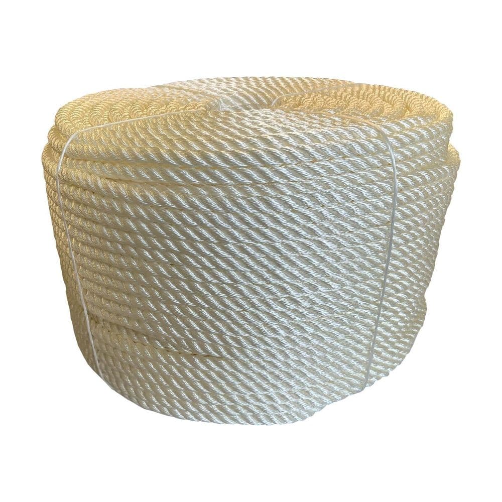 55 metres 10mm WHITE 3 STRAND NYLON ROPE marine mooring boat yacht sailing