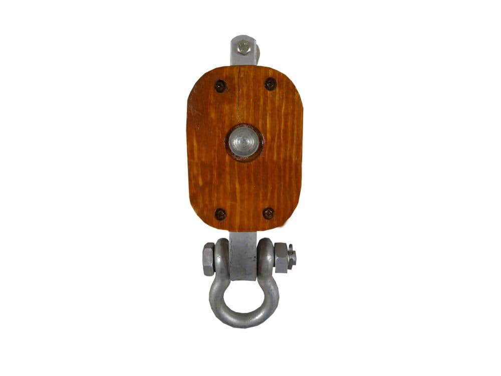 6 DOUBLE SHEAVE WOODEN BLOCKS WITH SHACKLE fishing boat marine yacht