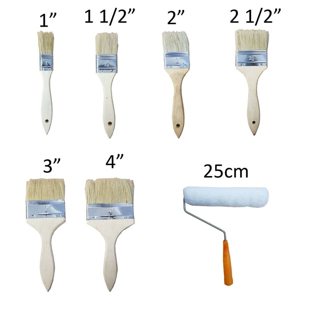 6 pcs Paint brush Set with 250mm Roller painting decorating diy set 1 ...