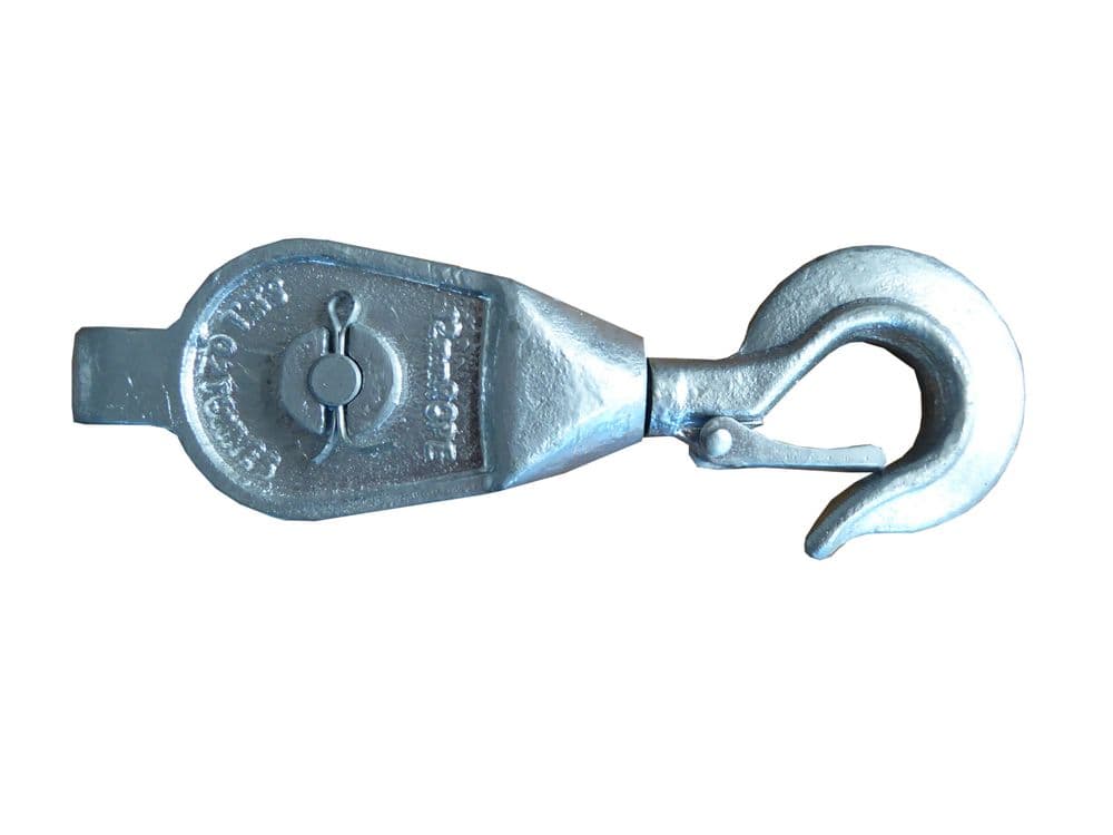 6 x 1T GALVANISED SINGLE IRON BLOCKS WITH SAFETY SWIVEL HOOK fishing ...