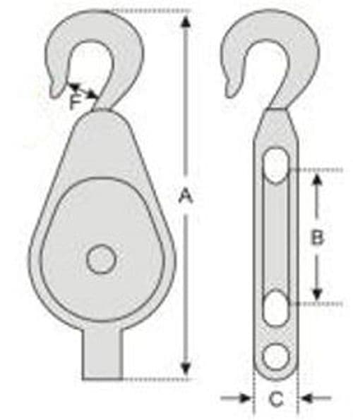 6 x 1T GALVANISED SINGLE IRON BLOCKS WITH SAFETY SWIVEL HOOK fishing ...