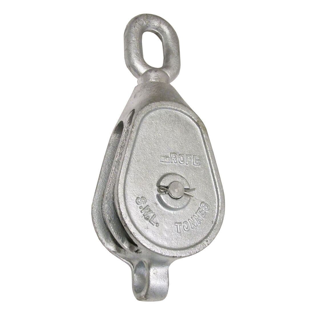 6 x 2T DOUBLE GALVANISED IRON BLOCKS WITH SWIVEL OVAL EYE marine boat ...