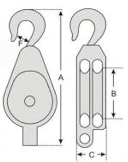 6 x 3T GALVANISED TREBLE IRON BLOCKS WITH SAFETY SWIVEL HOOK fishing ...
