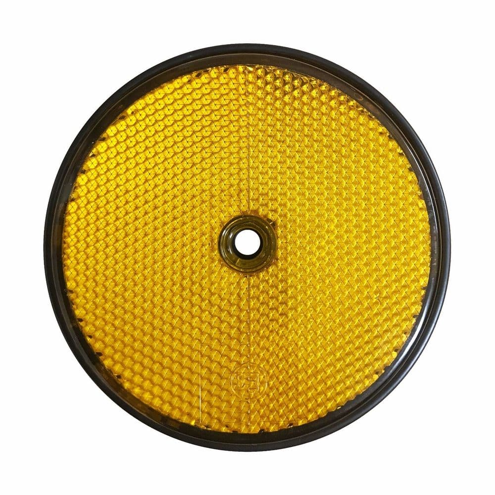 6 x SCREW ON AMBER ROUND REFLECTORS 85mm trailer car van caravan ...