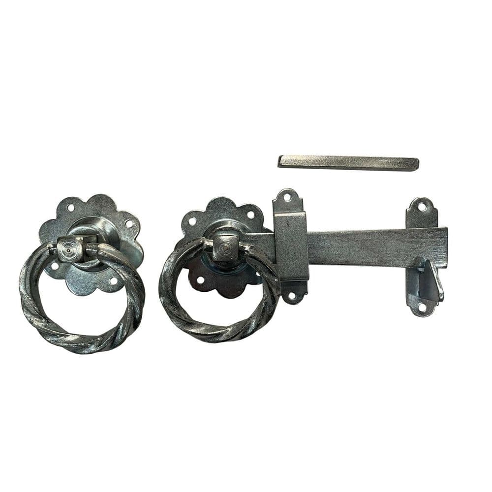 6" ZINC PLATED TWISTED RING GATE LATCH shed barn stable door pull handle
