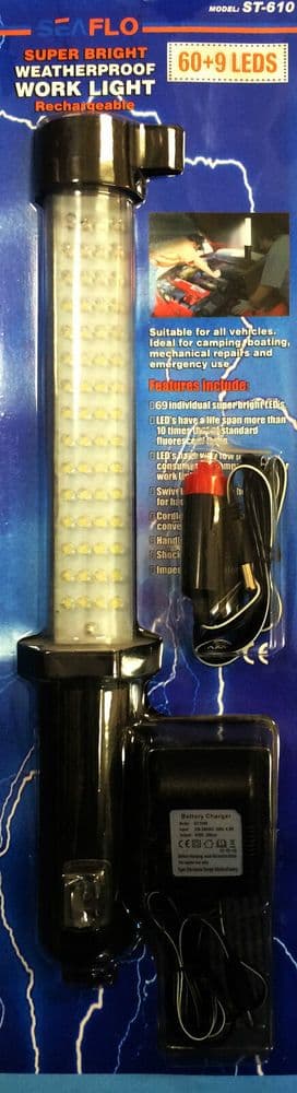 60 9 LED CORDLESS RECHARGEABLE WORKLIGHT WORKSHOP GARAGE TORCH - ST610