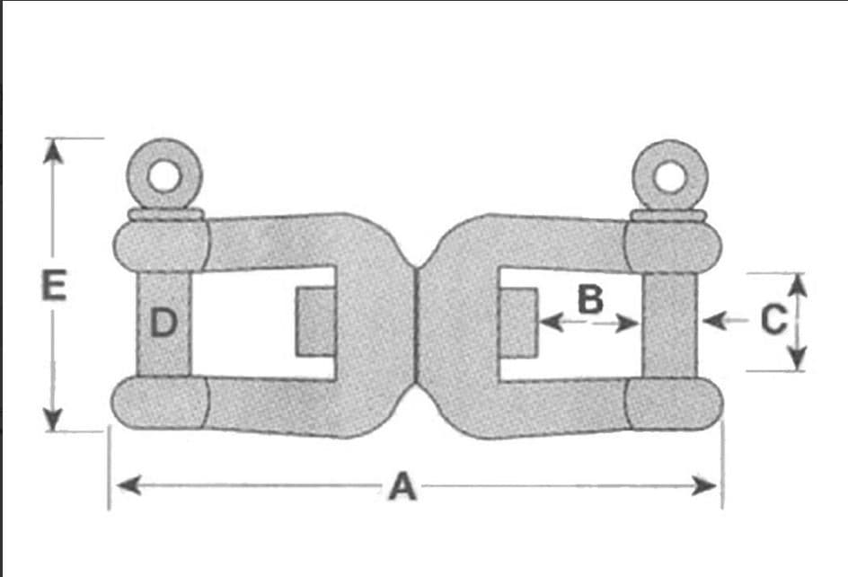 6mm STAINLESS STEEL MARINE SWIVEL JAW JAW boat yacht chain rope deck