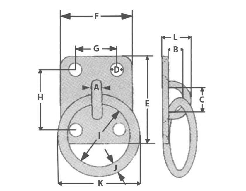 6mm x 40mm STAINLESS STEEL MARINE EYEPLATE with RING boat yacht deck ...