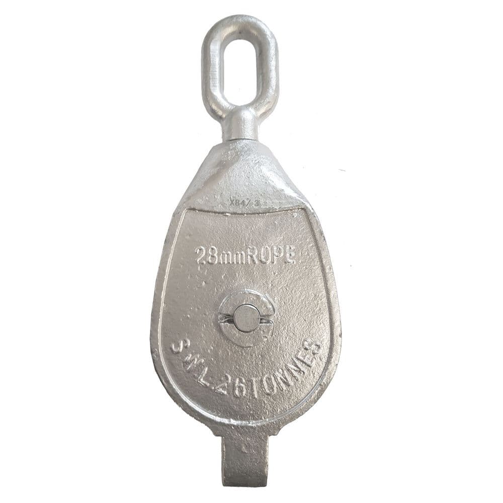 8" GALVANISED MALLEABLE IRON DOUBLE SHEAVE PULLEY BLOCK with SWIVEL EYE ...