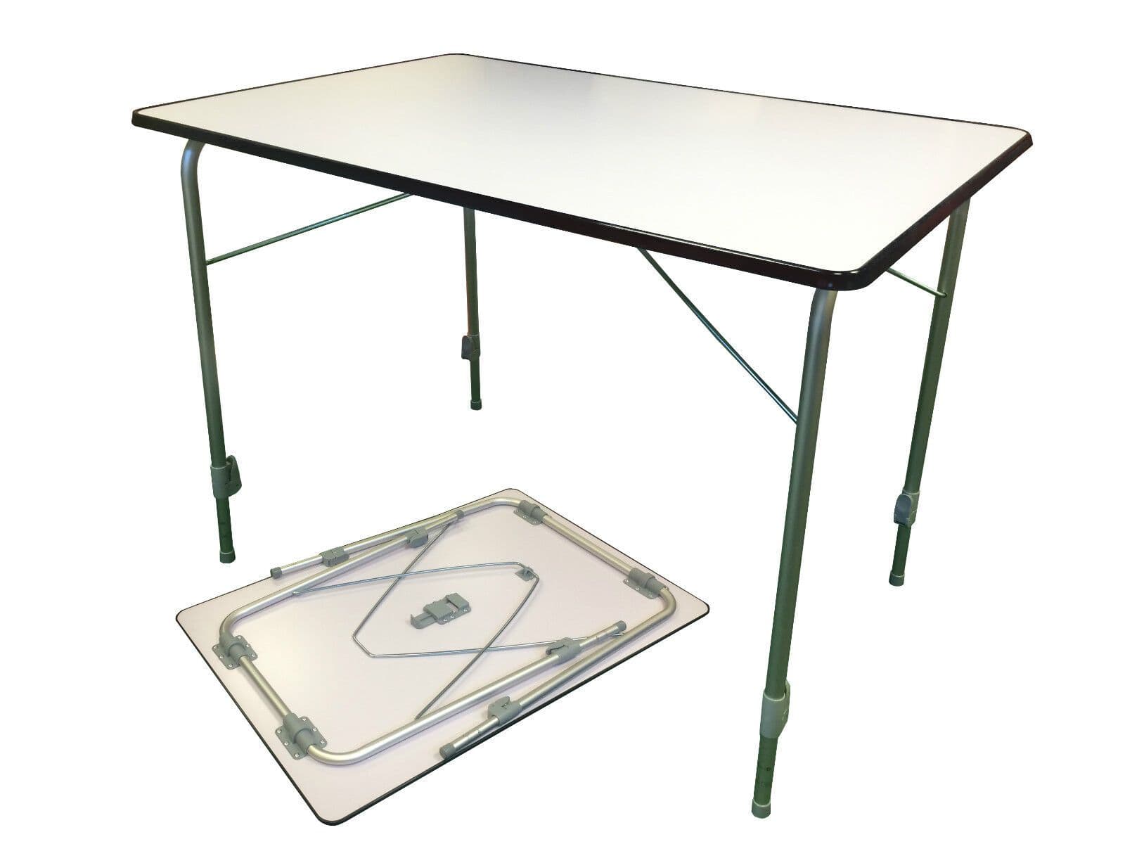 ADJUSTABLE ALUMINIUM DELUXE LARGE CAMPING TABLE - MELAMINE TOP caravan ...