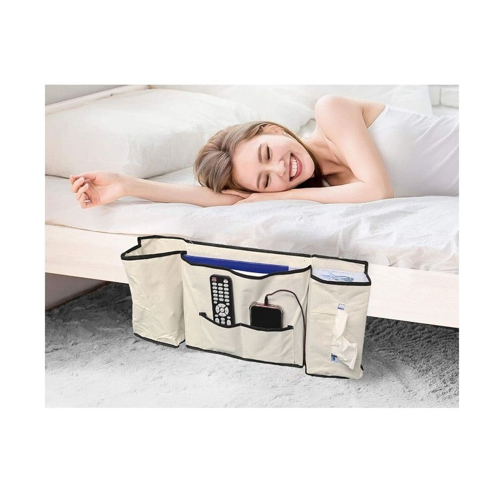 Bedside Storage Organiser Large Caddy Pocket Remote Phone Holder Bed ...