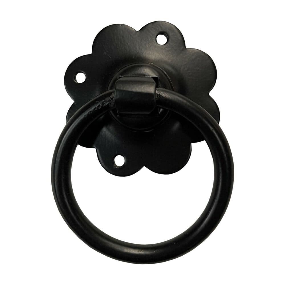 BLACK PULL HANDLE RINGS shed barn stable door gate furniture drawer