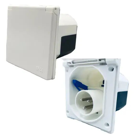 Caravan 240v Mains Flush Mounted inlet 3 Pin Plug External Hook Up Socket