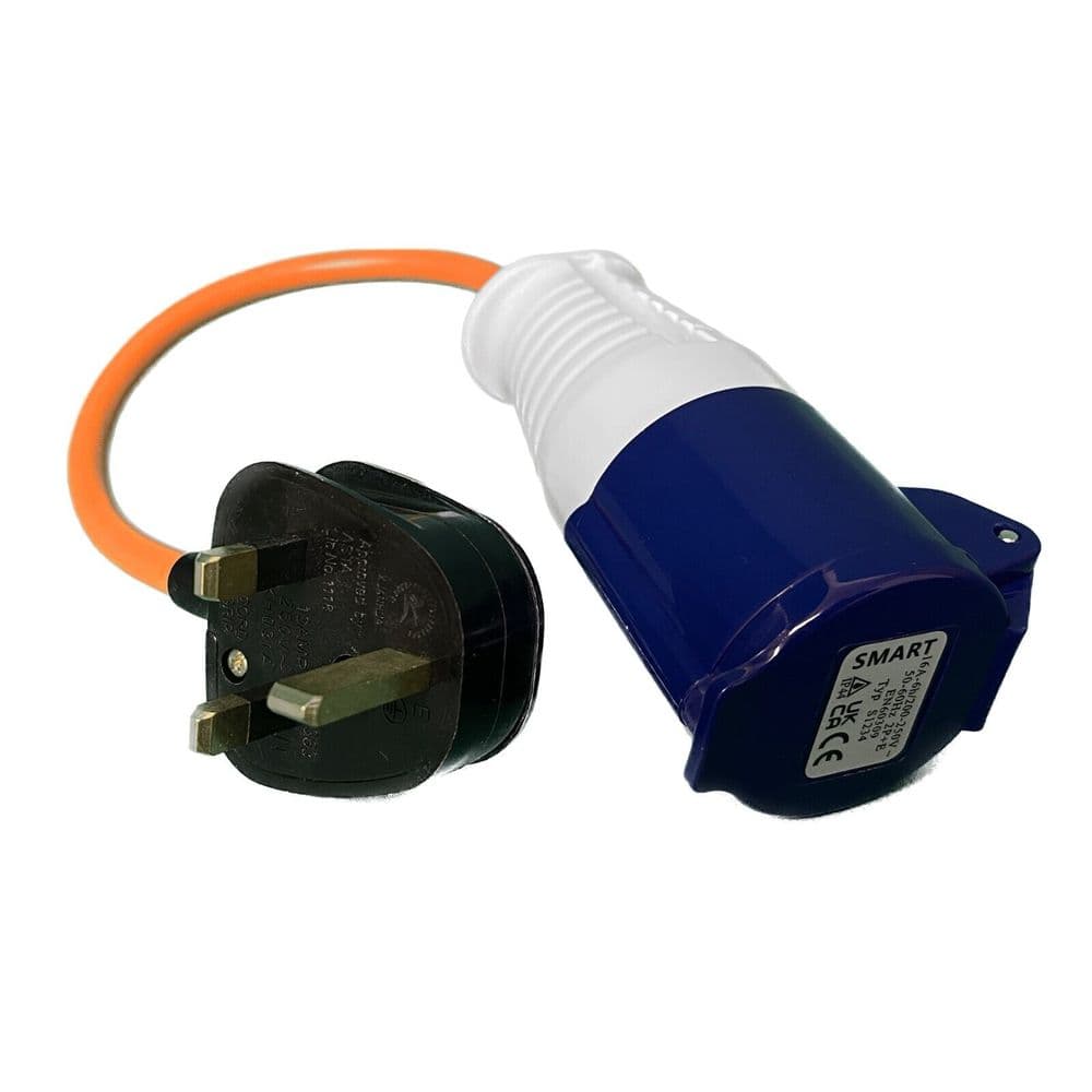 Caravan Hook Up Fly Lead Adaptor Conversion 13A UK Plug 16A Socket 230V ...