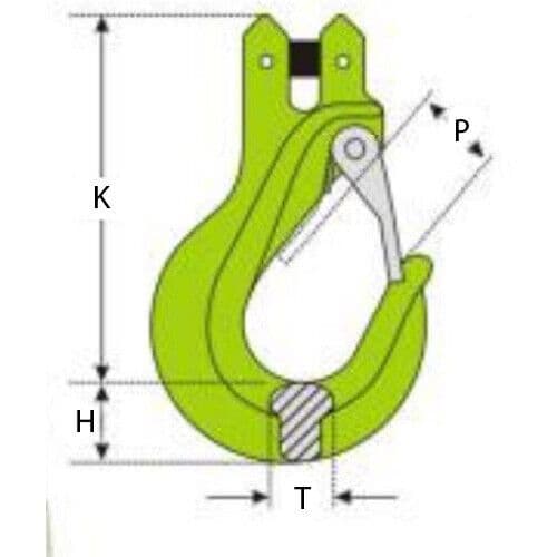 Clevis Sling Hook with Safety Catch 13mm 6 7T G10 Grade 100 Chain Sling ...