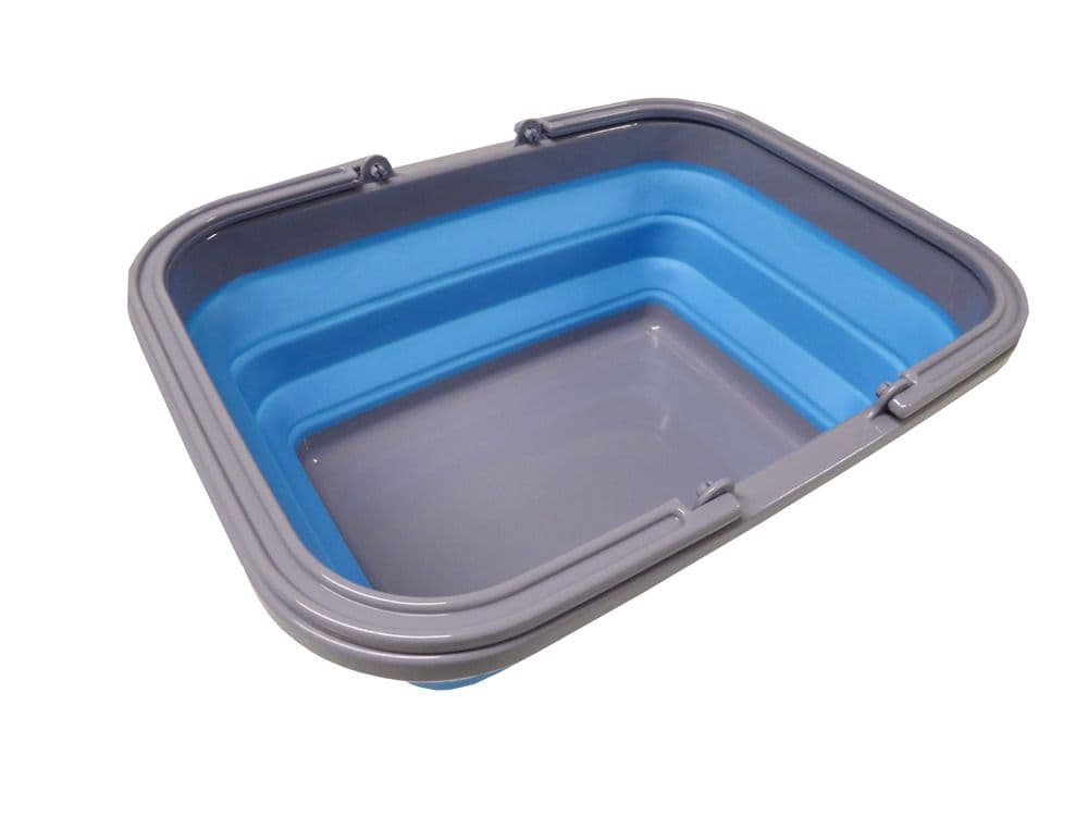 COLLAPSIBLE FOLDING BASKET with HANDLES caravan bowl motorhome camping boat