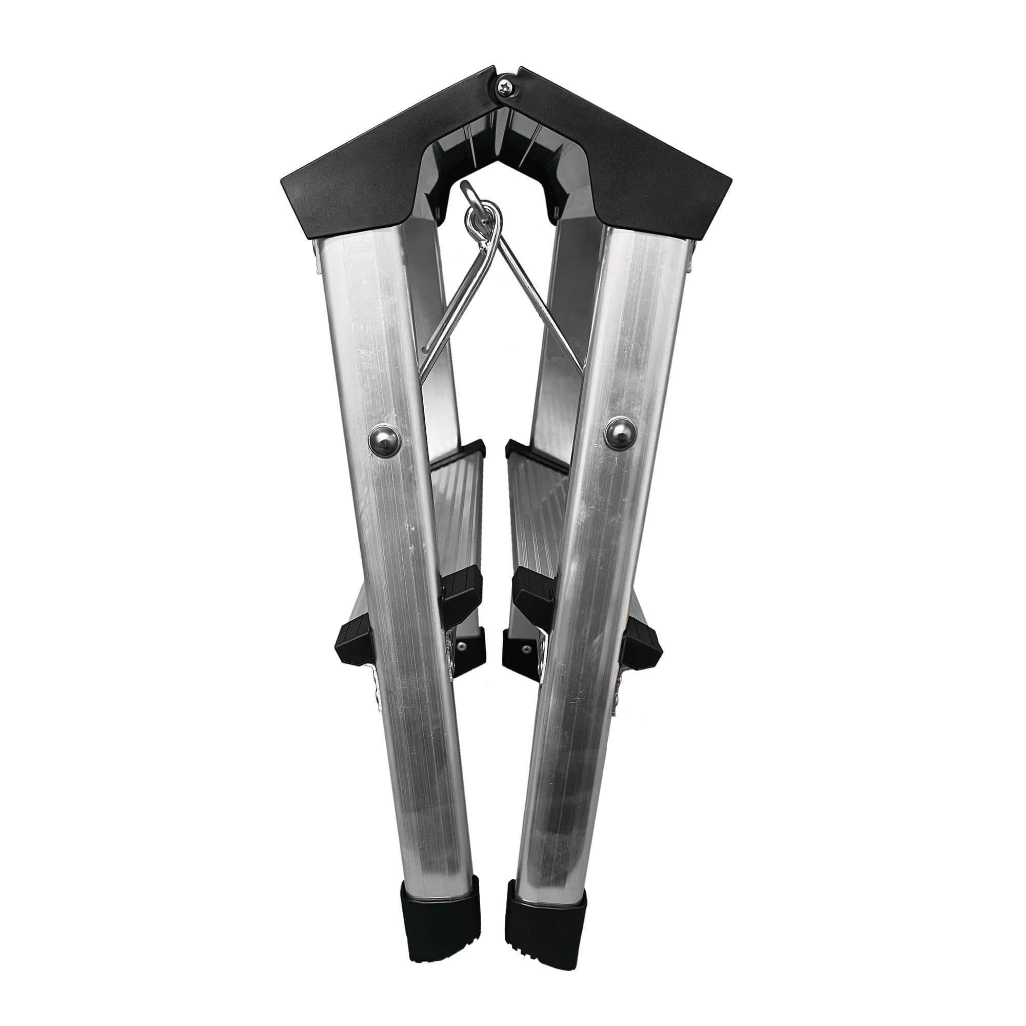 Double Folding Step Stool 2 Step Aluminium Ladder 150kgs Caravan ...