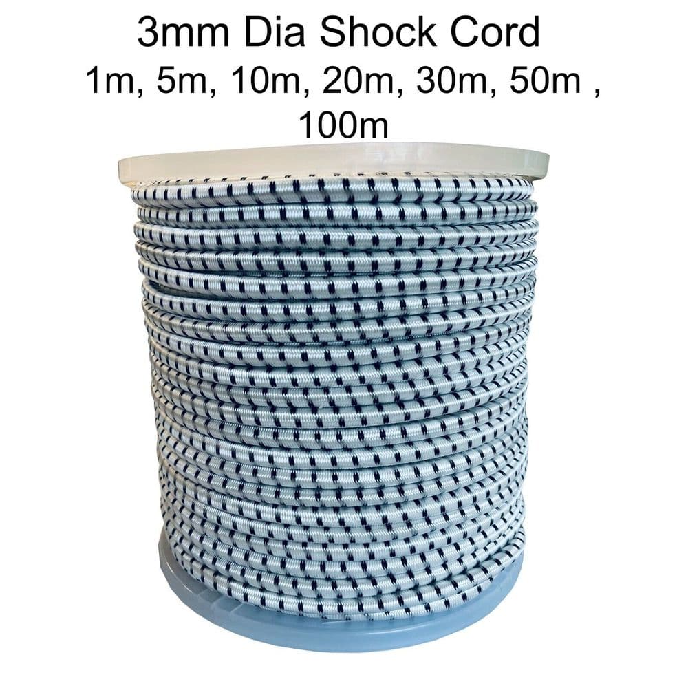ELASTIC BUNGEE ROPE SHOCK CORD TIE DOWN MARINE 3/4/5/6/8/10/12mm 1 ...