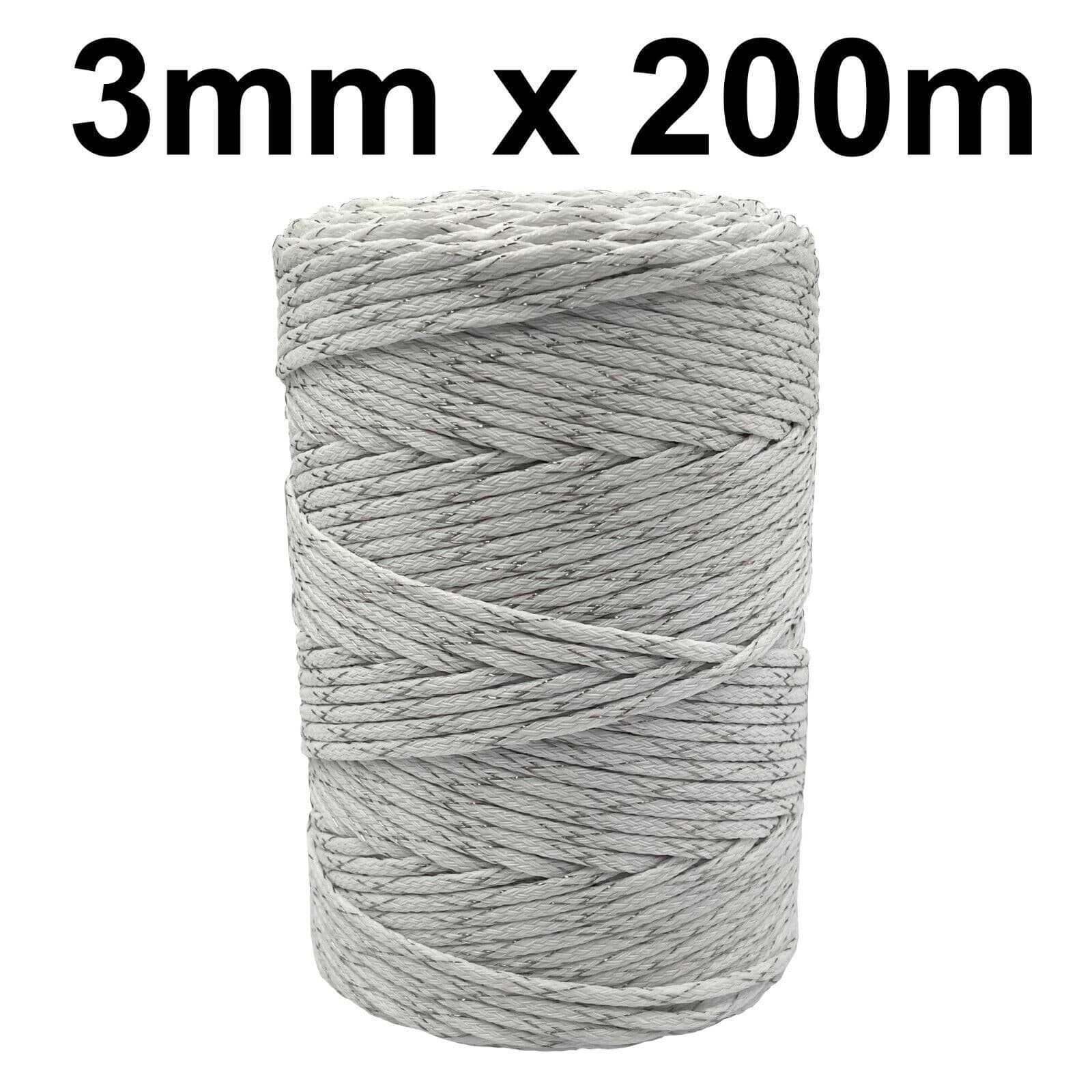 Electric Fence Braided Poly Rope 3mm x 200 Metre White horse Fencing ...