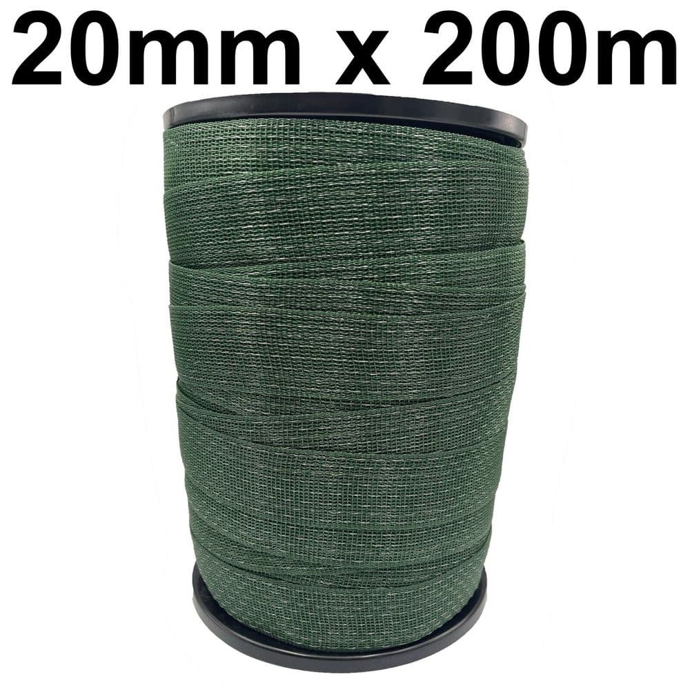 Electric Fence Poly Tape 20mm x 200 Metre Green Fencing horse ...