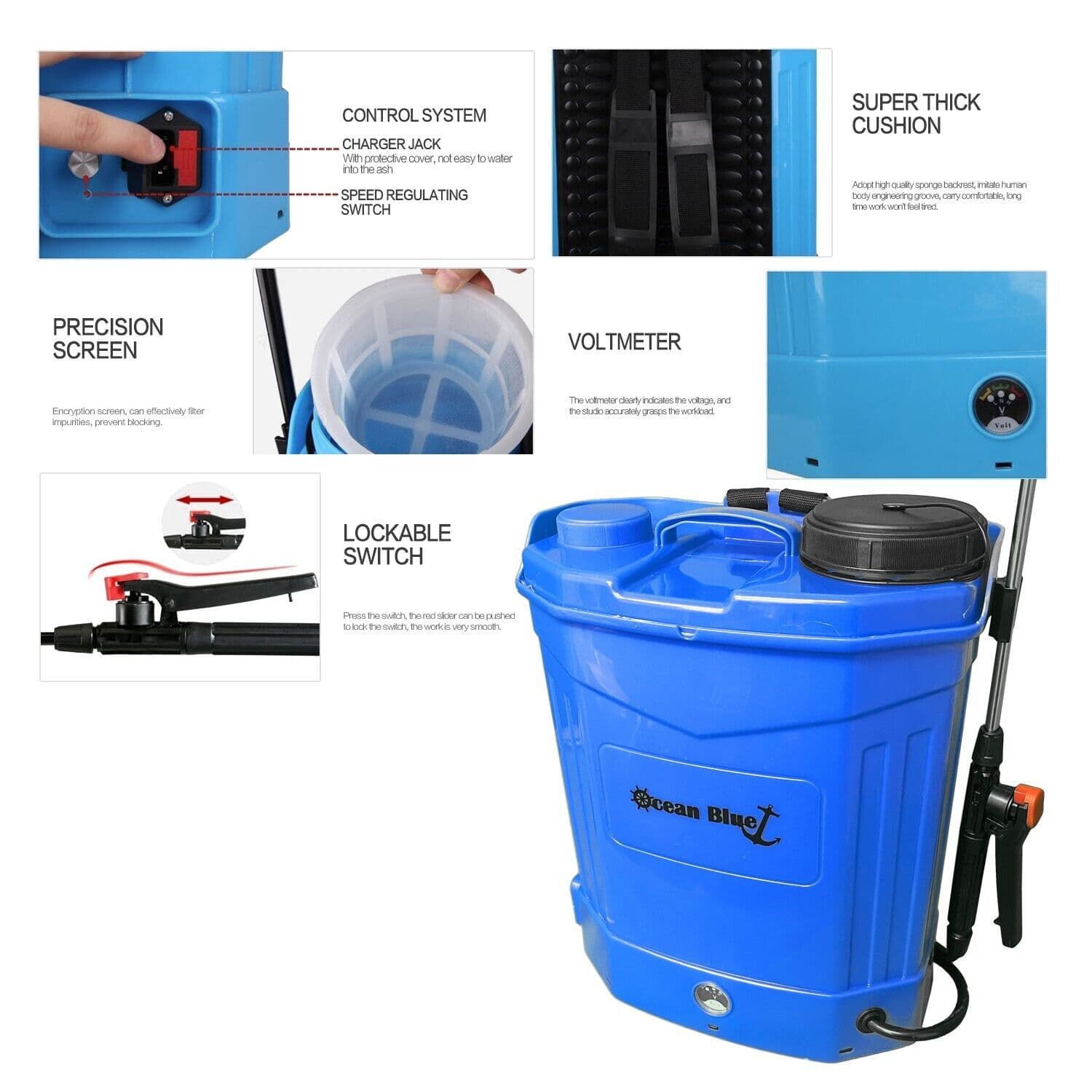 Electric Knapsack Pressure Sprayer 16L Garden Battery Cordless Weed ...