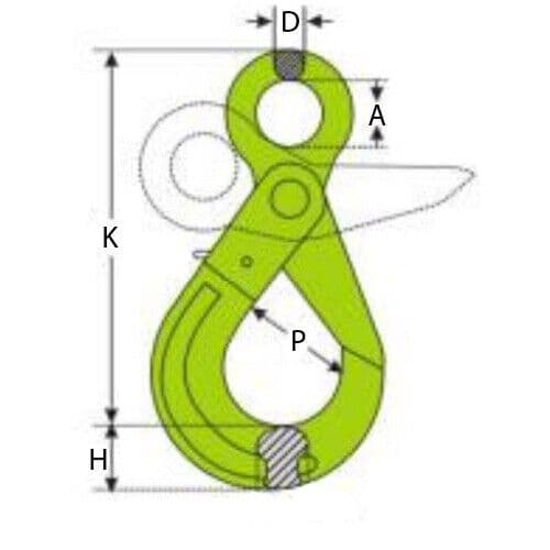 Eye Self Locking Hook 16mm 10T G10 Grade 100 Chain Sling Lifting Self ...