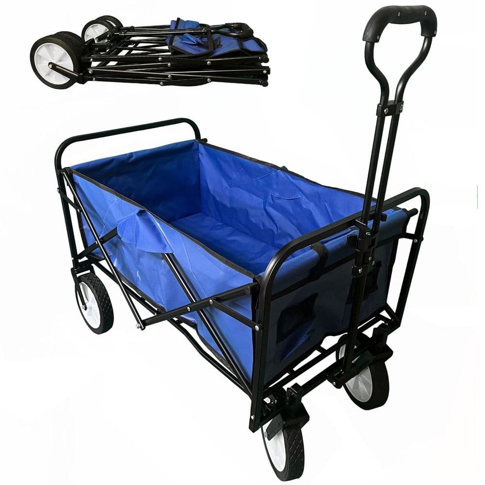 Folding Pull Along Wagon Cart Trolley Beach Camping Garden