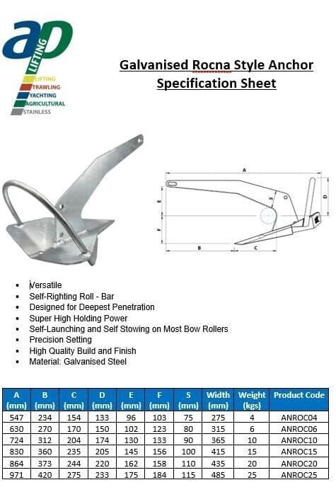 Galvanised Self Righting Rocna style Boat Anchor narrowboat plough ...