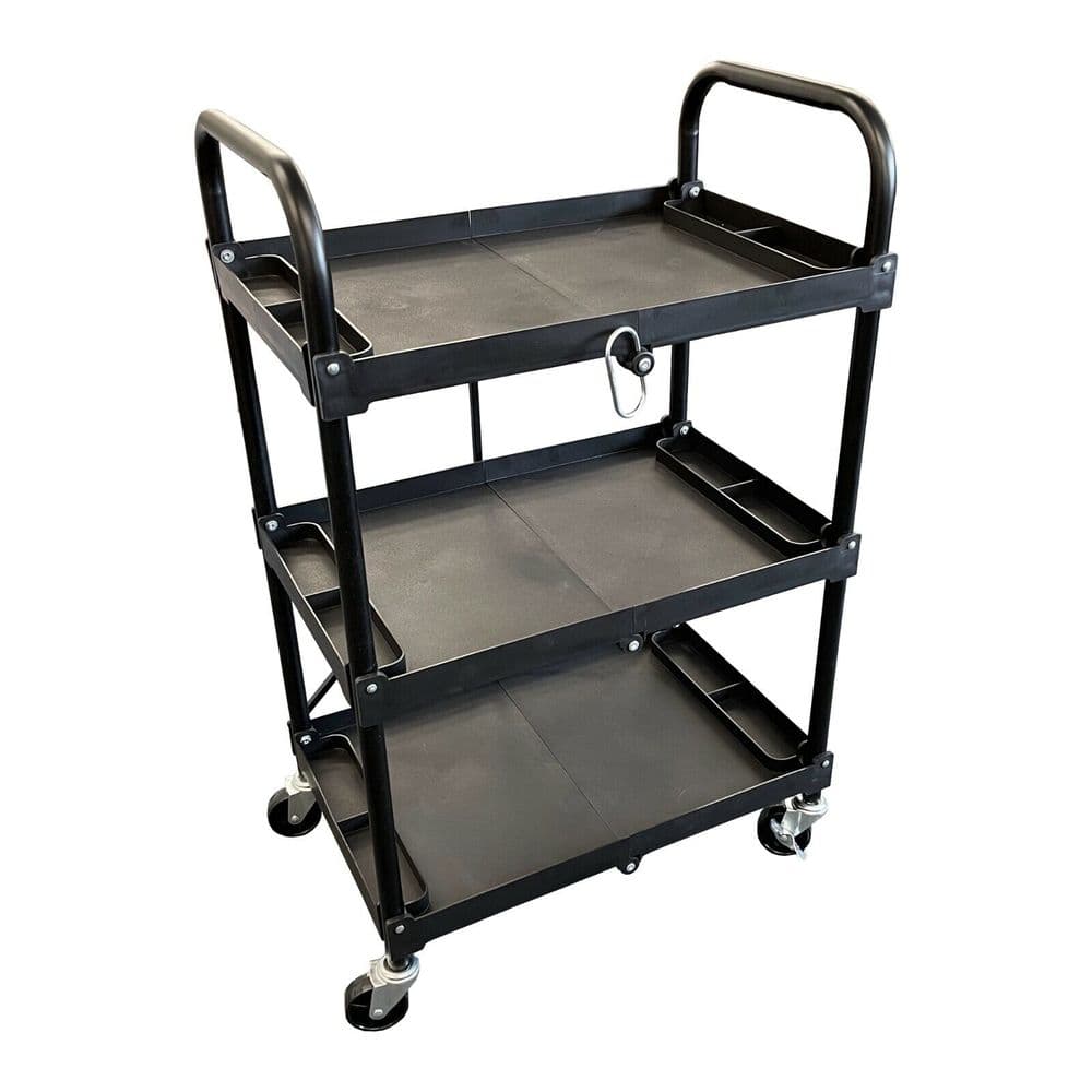 GARAGE WORKSHOP FOLDING TOOL STORAGE TROLLEY CART DOLLY - 3 TIER ...