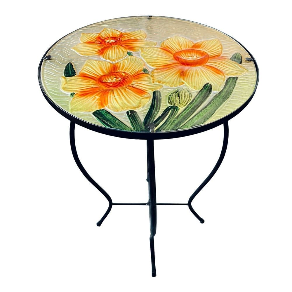GARDEN DAFFODIL GLASS OUTDOOR TABLE patio bistro decking LH021184