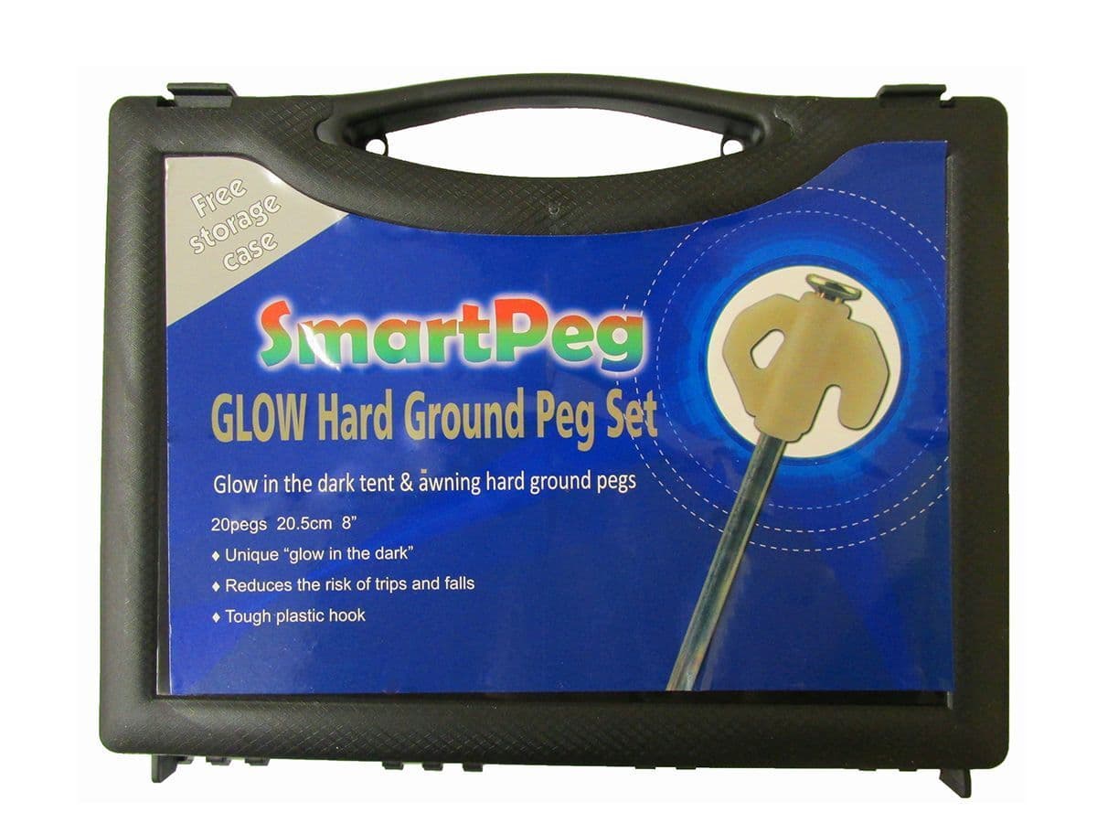 GLOW IN THE DARK TENT PEG SET in CASE x 20 pcs set camping awning ...