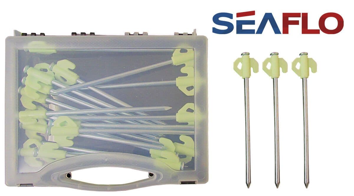 GLOW IN THE DARK TENT PEG SET in CASE x 20 pcs set camping awning ...