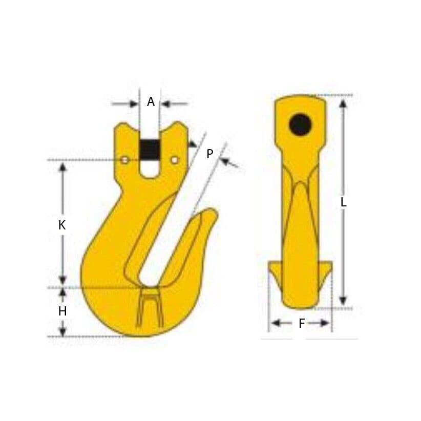 Grade 80 Clevis Grab Hook to Suit 13mm Chain Slings - Lashing Lifting 5 3T
