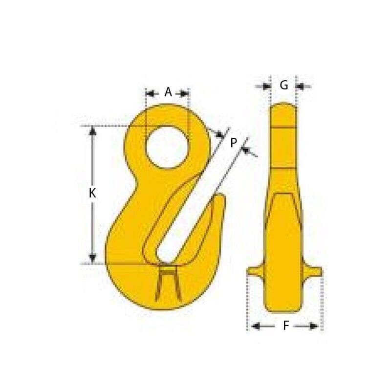 Grade 80 Eye Type Grab Hook to Suit 13mm Chain Slings Lashing Lifting 5 3T