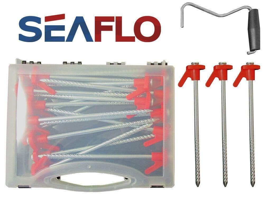 GRIPPA TENT PEG SET 20 pcs in CASE with PEG PULLER camping awning motorhome