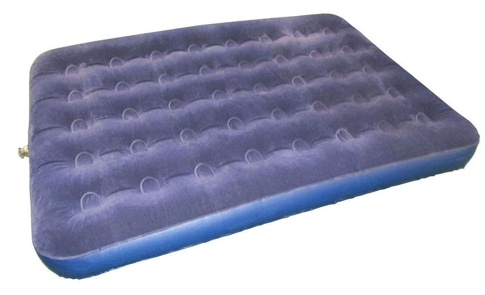 HEAVY DUTY INFLATABLE FLOCKED DOUBLE AIRBED MATTRESS camping caravan ...