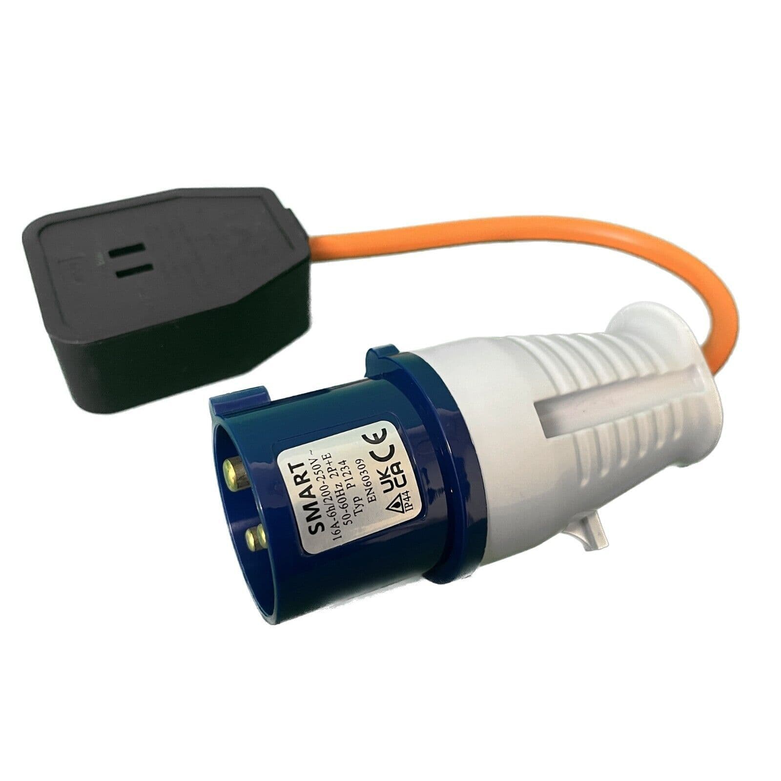 Hook Up Adaptor Fly Lead UK 3 Pin Socket to 16A Plug Converter Caravan ...